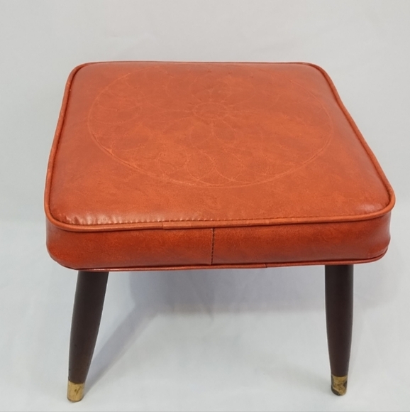Vintage | Other | Vintage Mcm Burnt Orange Ottoman Foot Stool Tapered ...